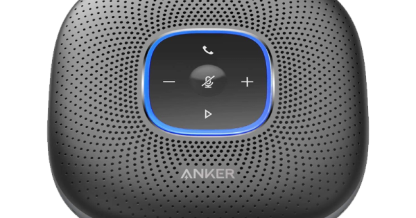 Anker PowerConf Bluetooth Speakerphone, 6 Mics, Enhanced Voice Pickup ...
