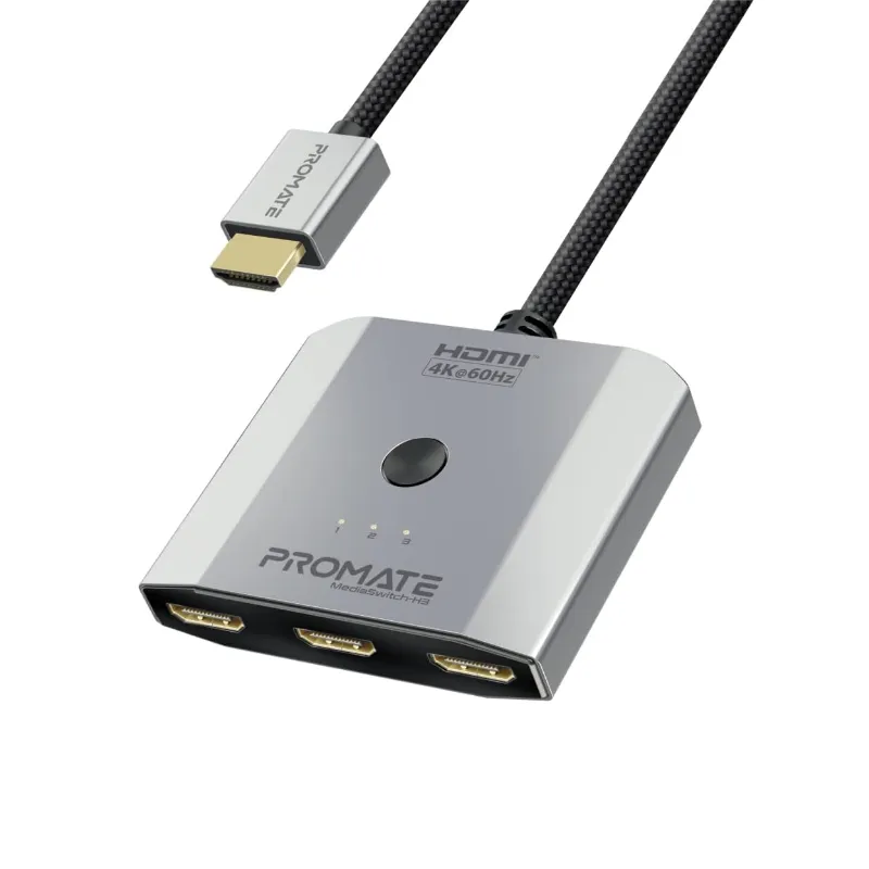 Promate HDMI Switch, 3-in-1 Ultra HD 4k 60Hz HDMI Adapter Converter ...
